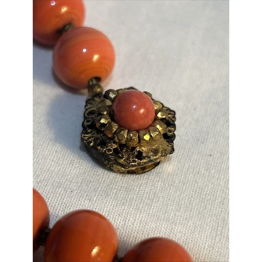 Miriam Haskell | Jewelry | Vintage Signed Miriam Haskell Orange Beaded ...